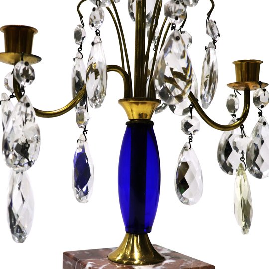 Cabinet of Curiosity - Crystal Candelabra with Red Marble Base
